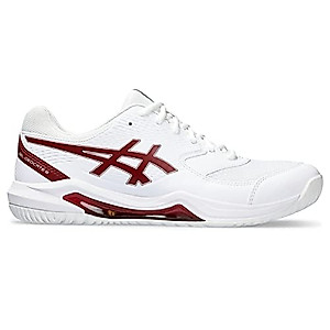 ASICS® GEL-Dedicate® 8 Tennis Shoes for Men – Synthetic Leather and Mesh Upper – EVA Midsole – Lace-up Closure White/Antique Red 10 D - Medium