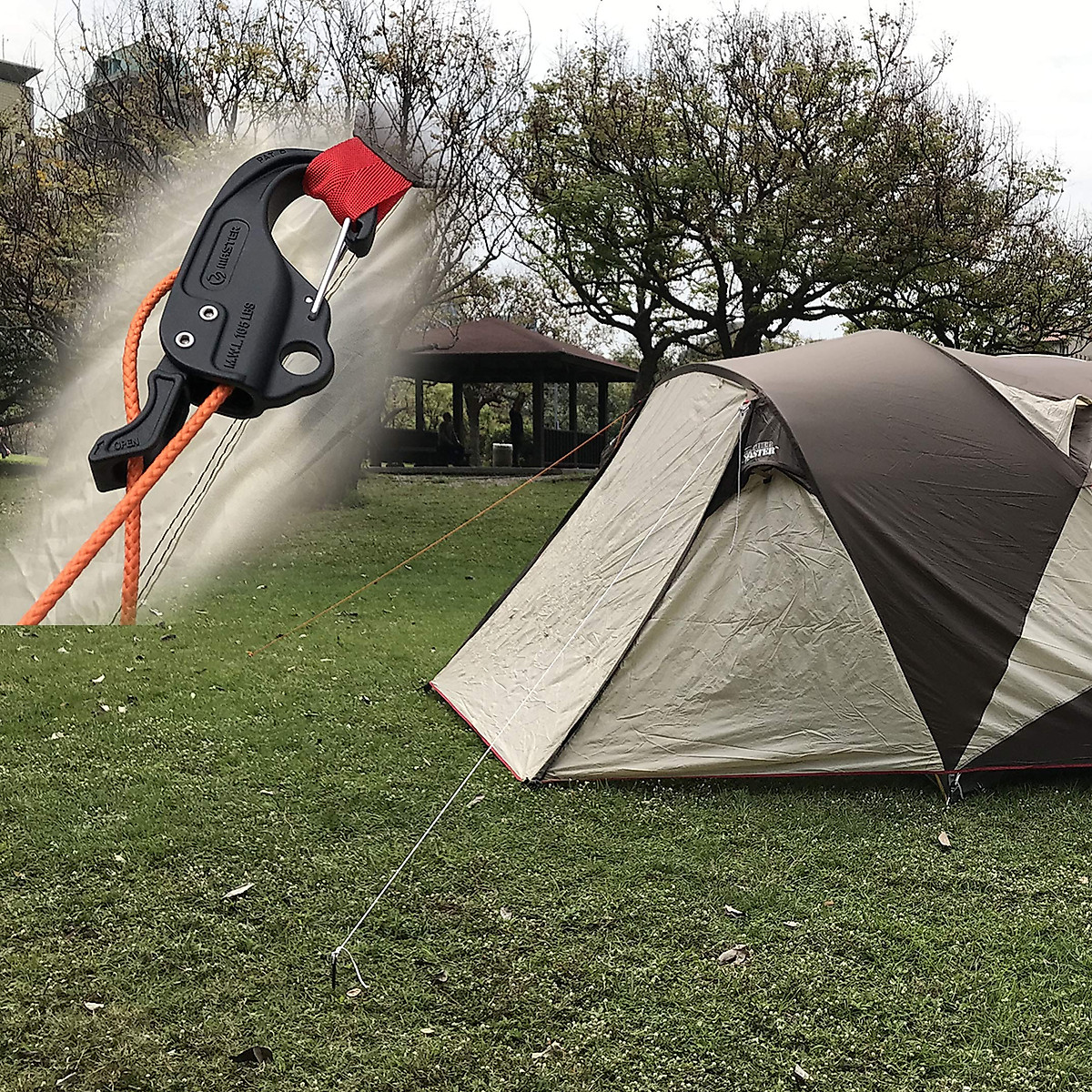 Rope Tightener, Guyline Adjuster for Tents and Tarps one Hand Control Tie Down Cam Mechanism for Camping, Hiking, Backpacking (2pcs) Essential Pocket Tools for Post-Disaster Recovery,Windproof