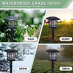 nommthy 4 Pack 40 Lumen Solar Garden Lights Outdoor, IP44 Waterproof Solar Powered Garden LED Lights, Solar Pathway Lights for Garden, Landscape, Path, Yard, Patio, Driveway-(Cold White)