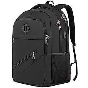 Black Backpack for Men and Women, School Backpacks for Teen Boys & Girls, Water Resistant Durable Anti Theft Travel Laptop Backpack, Student Bookbag Fits 15.6 Inch Laptop with USB Charging Port, Gifts