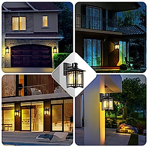 XANGQAN 2 Pack Motion Sensor Outdoor Wall Lights, Dusk to Dawn Lighting, Led Exterior Light Fixture, Anti-Rust Lantern for Front Porch, Waterproof Black Outdoor Wall Sconce for House Garage Patio