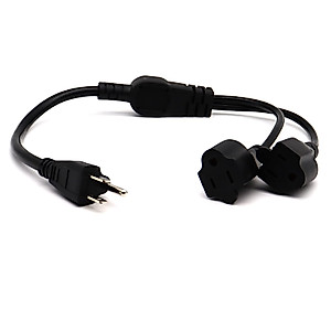 LOKEKE Replacement AC Y Splitter Extension Cable, 3 Prong 1 to 2 Outlet TV Power Cord Cable for Computers Moniters Laptops Printers, 10A 250V Universal Extension Cable