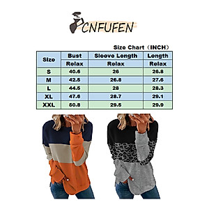 CNFUFEN Woman Fashion 2023 Long Sleeve Shirts Color Block Pullover Sweatshirt Ladies Crewneck Sweatshirts Fall Clothes for Women Orange M