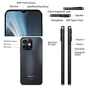 Ulefone Note 16 Pro Unlocked Phones NFC, 8-core 16+128GB Factory Phone, Android 13 OS Cell Phone, 50MP Rear Camera, 8MP Front Camera, 6.52” Display, 4400mAh, OTG T-Mobile 4G Smartphones | Black