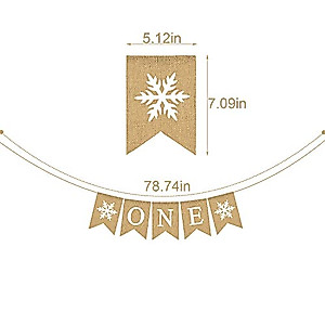 Rainlemon Jute Burlap One High Banner with Snowflake Winter Onederland Boy Girl 1st Birthday Party Garland Decoration