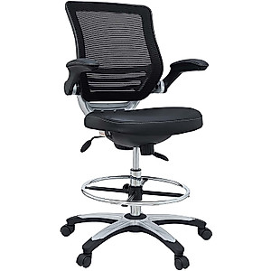 Modway Edge Drafting Chair - Reception Desk Chair - Flip-Up Arm Drafting Chair in Black