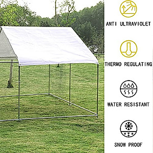 LEISU Outdoor Large Chicken Run Walk-in Chicken Coop with Waterproof Cover Chicken Playpen Metal Hen Cage Duck Cage Enclosure Rabbit Nest Fence Chicken Cages for Backyard Farm