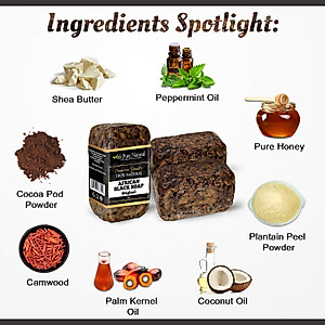 It's Pure Natural African Black Soap Bars Original (Pack of 3) Organic Raw Soap for Face & Body, Acne Treatment & Dark Spot Remover [Made in Ghana]