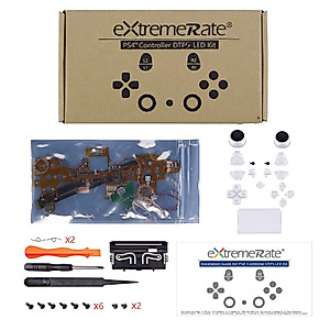 eXtremeRate 7 Colors 9 Modes Button Control DTFS (DTF 2.0) LED Kit, Scarlet Red Classical Symbols Multi-Colors Luminated D-pad Thumbsticks Face Buttons for PS4 Controller - Controller NOT Included