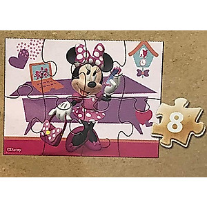 Disney Minnie Mouse 5 Wood Jigsaw Puzzles in Wood Storage Box