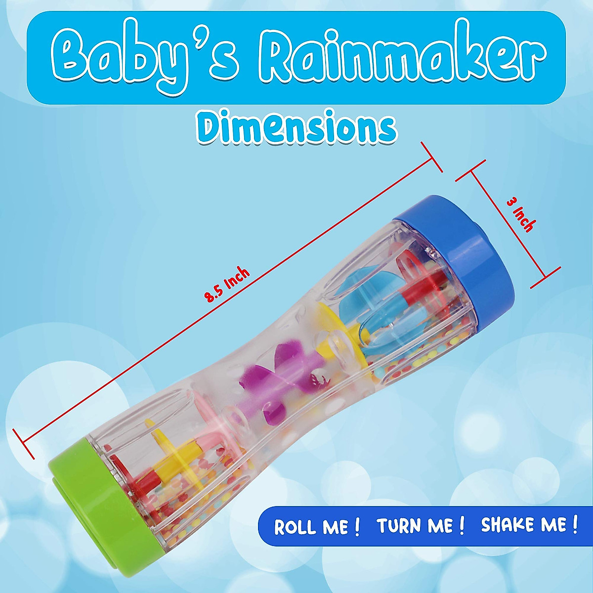 Playkidz 8.5" Rainmaker Rattle Toy for Babies & Toddlers, Kids Rainfall Rattle Tube, Rain Stick Shaker, Music Sensory Auditory Instrument Toy.