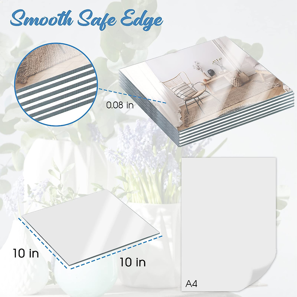 JAMBALAY 12" Square Mirror Centerpieces for Table, Set of 12 Glass Mirror Table Centerpieces, Square Mirror Candle Plates, Glass Tray, Glass Mirror Centerpieces for Wedding and Party