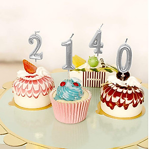 1st Birthday Candle First Year Silvery Happy Birthday Number One Candles for Cake Topper Decoration for Party Kids Adults Numeral 1 10 100 11 21 16 14 12 18 13 11 91