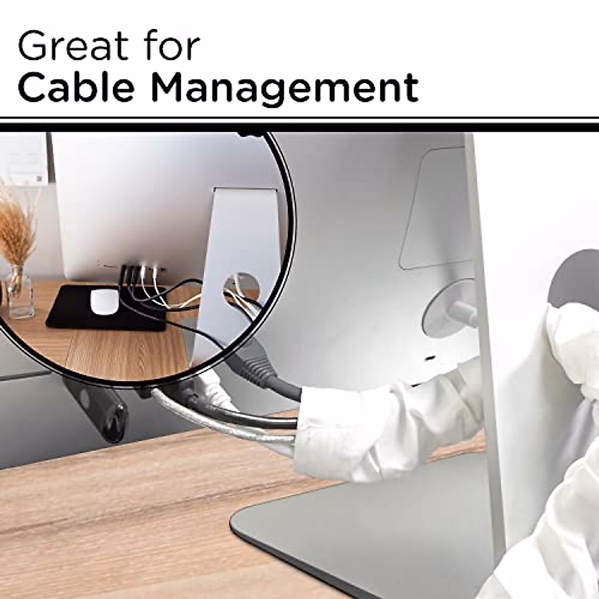 Cordinate Fabric Cord Cover, 6 ft, Hides Cables, Great for Lamps, Light Fixtures, and Desks, Cable Management, Easy Installation, Eggshell White, 40723