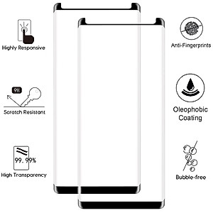 【2-PACK】Coolpow Designed for Samsung Galaxy Note 9 Screen Protector, Case Friendly, Anti-Bubble, 3D Curved, Full Coverage, 9H Hardness, HD Clear, Note 9 Screen Protector Tempered Glass Cell phone Film