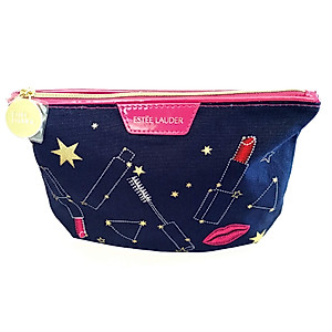 Estee Lauder Cosmetics Makeup Travel Bag •• (Zodiac/Horoscope Collection ≈ Navy Blue & Hot Pink) ••