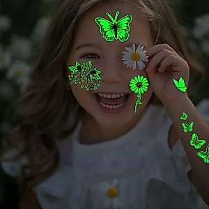 CHARLENT Luminous Butterfly Tattoos for Kids - 14 Sheets Glow in The Dark Butterfly Fairy Temporary Tattoos for Girls Birthday Party Favors Goodie Bag Fillers