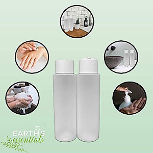 2 Pack Refillable 16 Ounce HDPE Squeeze Bottles With"Stand On The Cap" Dispenser Tops-Great For Lotions, Shampoos, Conditioners and Massage Oils From Earth's Essentials (WHITE CAP)