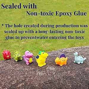 Mold Free Dinosaur Bath Toys for Toddlers/ Infants 6 - 12- 18 Months, No Hole No Mold Bathtub Toys, 1 2 3 4 Years Old Kids (6 Pcs with Storage Bag)