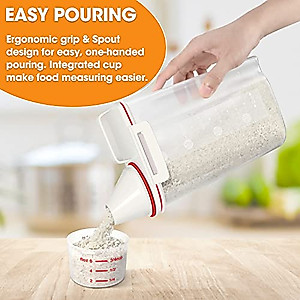 TBMax 2 Pack Rice Storage Containers 4 Lbs, Small Rice Dispenser with Measuring Cup, Cereal Containers Flour Bin, Kitchen Food Storage Container and Pantry Organizers, Pet Dog Cat Food Dispenser