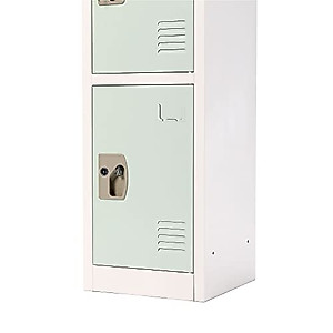 AdirOffice Large School Locker with 4 Doors 4 Hooks Storage Locker - Metal Storage Locker Cabinet Ideal for School, Garage, Office Lockers - (4 Door, Misty Green)