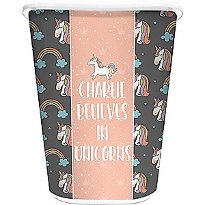 RNK Shops Unicorns Waste Basket - Single Sided (White) (Personalized)