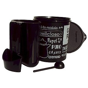 Tupperware Coffee Canister Filter Holder Scoop 15c Capacity Black
