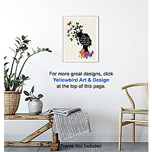 She Remembered Who She Was and The Game Changed Wall Art Poster 11x14 - Uplifting Inspirational Positive Quotes - Motivational Encouragement Gifts for Women, Girls Room, Bedroom - Butterfly Wall Decor