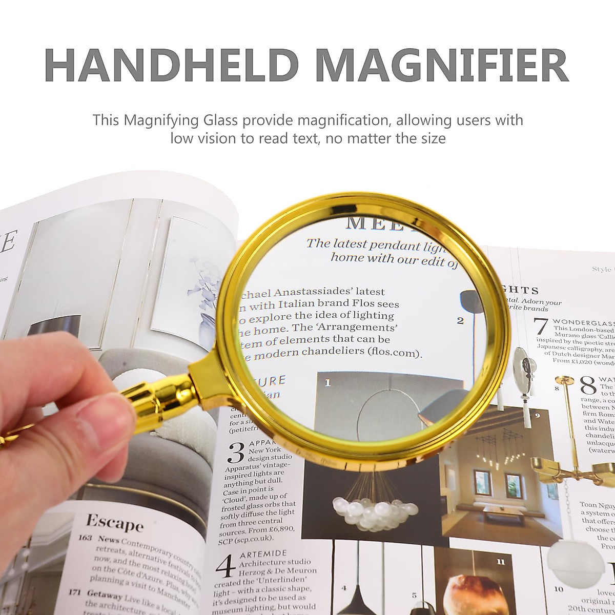 Gold Plated Magnifying Glass Portable Magnifying Lens Metal Magnifying Glass Hand Held Magnifying Glass Detective Kit Golden Magnifying Glass