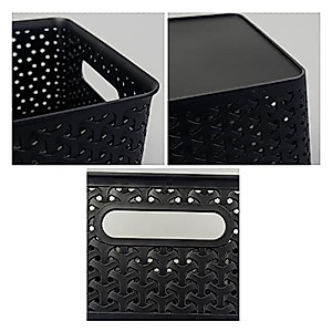 Pekky Black Plastic Storage Basket, Kitchen Organizer, 11.6" x9.1" x4.7", Set of 4
