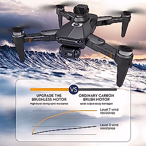 Foldable Drone RC Quadcopter with 8K Dual Camera, 5G WiFi Transmission, Obstacle Avoidance, Optical Positioning, Hover, Black