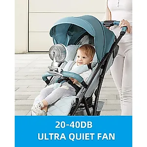 Brigii Desk&Clip Fan, Small Fan 14H Long Battery Life, Battery Level Display, 5 INCH Travel Fan, 4-Speed, Type-C Rechargeable-PF01(White)