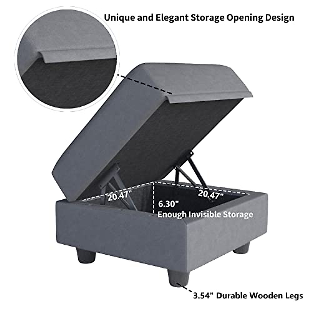 LLappuil Convertible Modular Sofa Faux Leather Fabric U Shaped Sectional with Reversible Chaise, 5 Seater Storage Sofa Sleeper Couch with Ottoman, Dark Grey