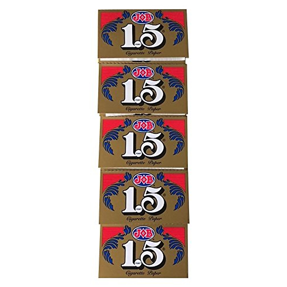 1.5 JOB Rolling Papers, 5 Pack Bundle, 120 Paper Leaves Total