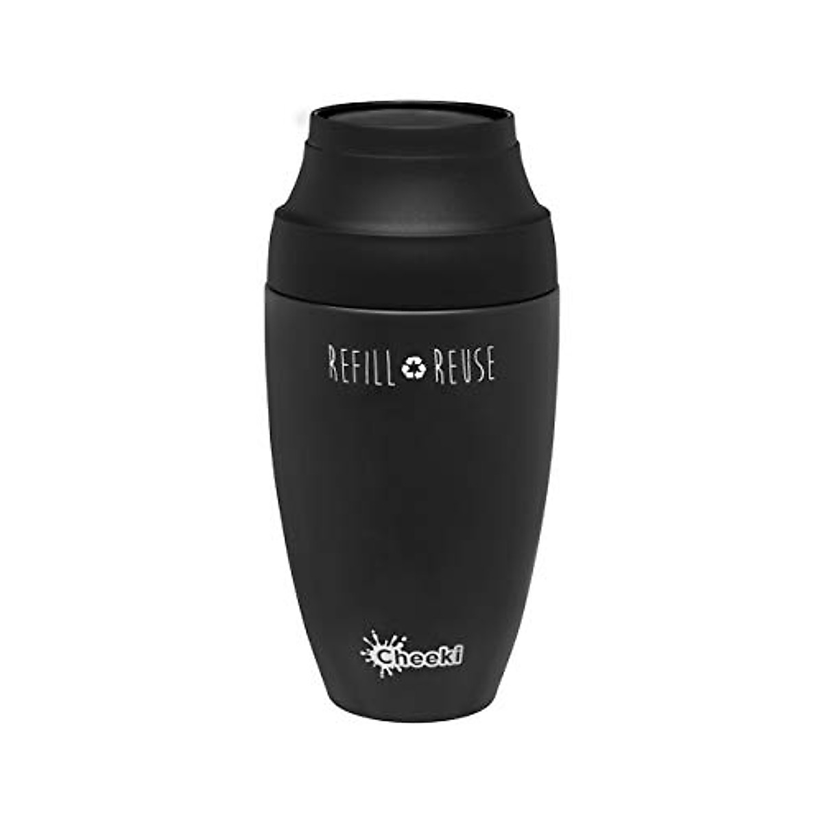 Cheeki Travel Coffee Mug, Insulated Stainless Steel Cup(350 ml/12 oz); Thermal Traveler Coffee Cup w/Pop-Up Lid, BPA-Free Spill-Proof Metal Coffee Tumbler, Reusable Portable Hot and Cold Flask