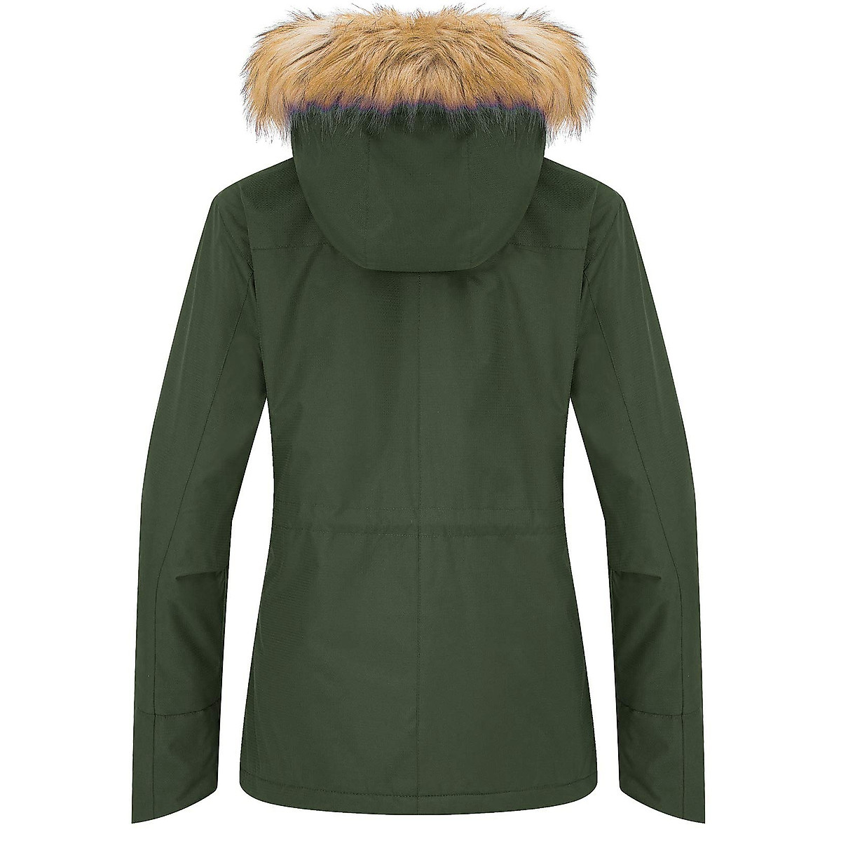 wantdo Women's Waterproof Ski Jacket Wind Block Winter Snow Coat Hooded Sportswear Army Green L