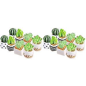LUOZZY 16 pcs Small Potted Ornaments Faux Succulent Plants Mini Fake Cactus Plants Bonsai Supply - Mixed Style