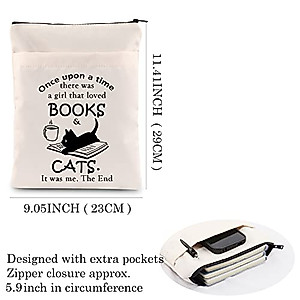 MAOFAED Book and Cats Book Sleeve Black Cat Book Cover Librarian Gift Book Lover Gift for Her (The End booksl)
