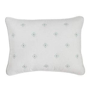 Laura Ashley Home - King Comforter Set, Reversible Cotton Bedding, Includes Matching Shams with Bonus Euro Shams & Throw Pillows (Madelynn Pastel Blue, King)