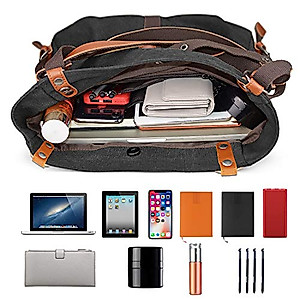 SHANGRI-LA Tote Purse Canvas shoulder Bag Handbag for Women Casual School Boho Hobo Bag Rucksack Convertible Backpack - Black