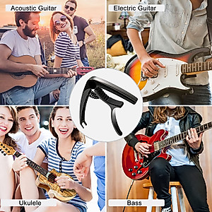 Hricane Guitar Capo for Acoustic and Electric Guitars with 3 Picks, light black Guitar Capo or Ukulele capos, Mandolin, Banjo, Classical Guitar Accessories, made by Steel and Silicone