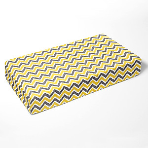 Bacati Ikat Zigzag Crib Fitted Sheet, Grey/Yellow