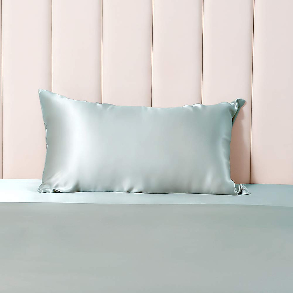 THXSILK 100% Silk Pillowcase for Hair and Skin Luxury 25 Momme Mulberry Silk, Pillow Cases with Hidden Zipper (Standard, Light Blue)