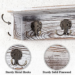 Tektalk Coat Hooks Coat Rack with 6 Double Hook Wall Mounted Coat Hat Hanger Hooks for Entryway, Bedroom, Kitchen, Bathroom - Gray