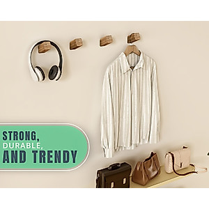 Comfify Set of 4 Bamboo Wall Hooks for Hanging Coats, Hats, Towels and More - Wall Mount Hooks for Hallway or Bathroom - Heavy Duty Wall Hooks