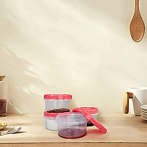 Jucaifu 8 Ounce reuseable small plastic freezer storage container jars with screw lid for food snacks lunch(8Pcs, Red)