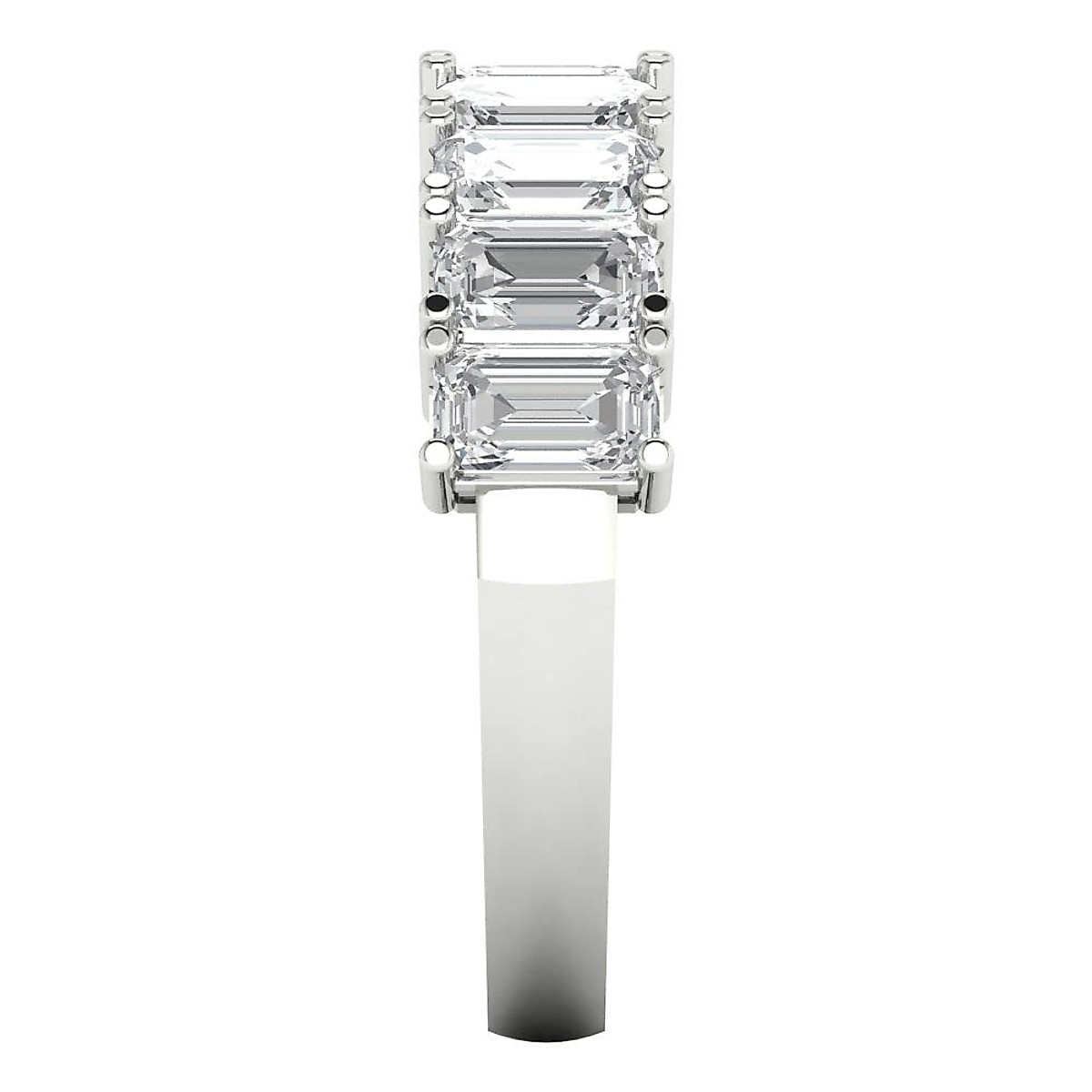 Clara Pucci 2.61 Carat Emerald Cut Clear Simulated Diamond 14k White Gold Eternity Wedding Engagement Promise Anniversary Band - Size 8