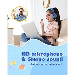 ZAMKOL Kids Bluetooth Headphones, Kids Wireless Headphones with MIC, 50H Play Time, Colorful LED Lights, 85/94db Volume Limited, Bluetooth 5.0, Foldable, Over Ear Headphones for School Travel iPad