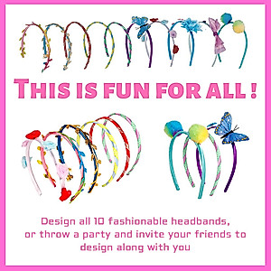 Headband Making Kit for Girls, Make Your Own Fashion Headbands, Arts & Crafts Gift for Ages 5 6 7 8 9 10 11 12 Year Old Kids, Birthday Holiday Gift for Girls Ideas, DIY Toy Gifts for Ages 5-12