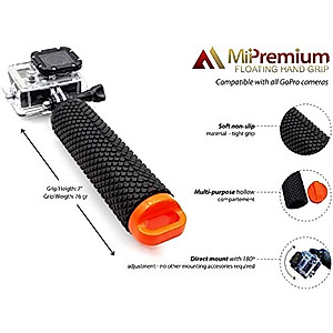 Waterproof Floating Hand Grip Compatible with GoPro Hero 11 10 9 8 7 6 5 4 3 3+ 2 1 Session Black Silver Camera Handler & Handle Mount Accessories Kit for Water Sport and Action Cameras (Orange)